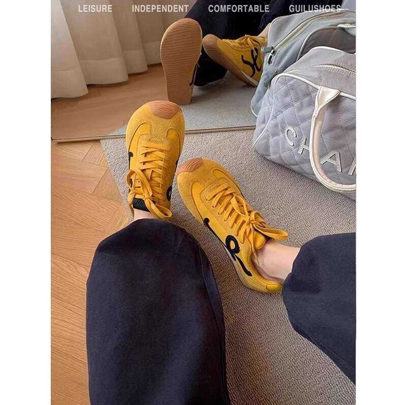 Wang Yibo Yang Mi Same Style Yellow Ugly Cute German Training Shoes For ...