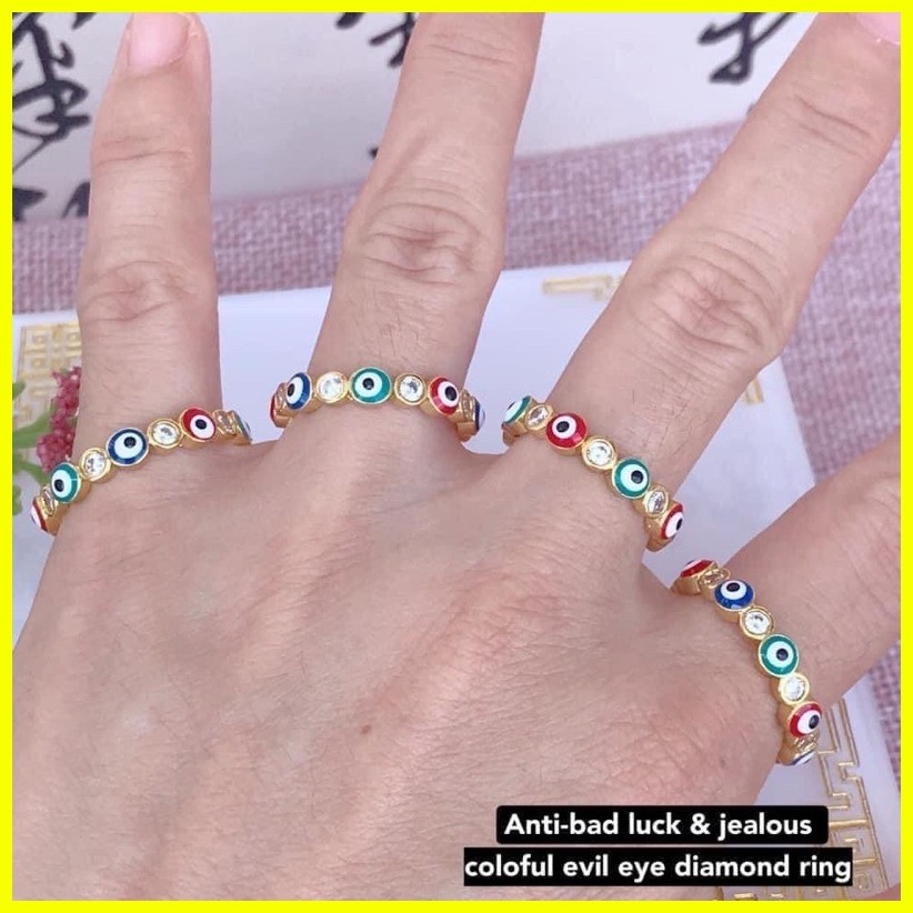 anti bad luck and jealous circle evil eye ring | Shopee Philippines