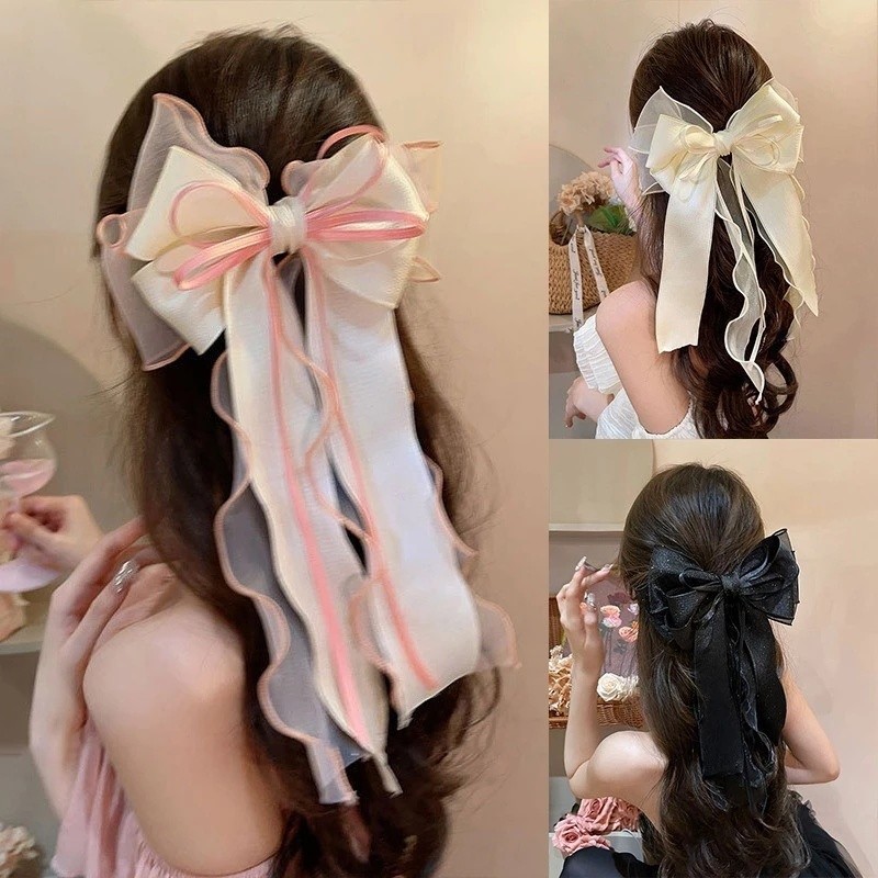Long Bow Hair Clip Big Ribbon Hair Pin Elegant Hair Bows Fashion Hair ...
