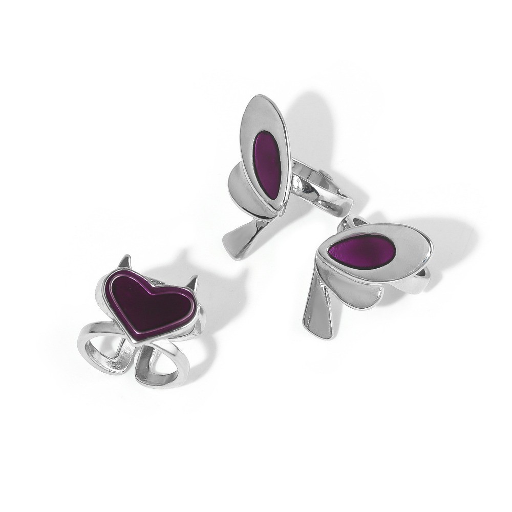 A Set Game Valorant Clove Cosplay Ring Butterfly Heart Opening ...