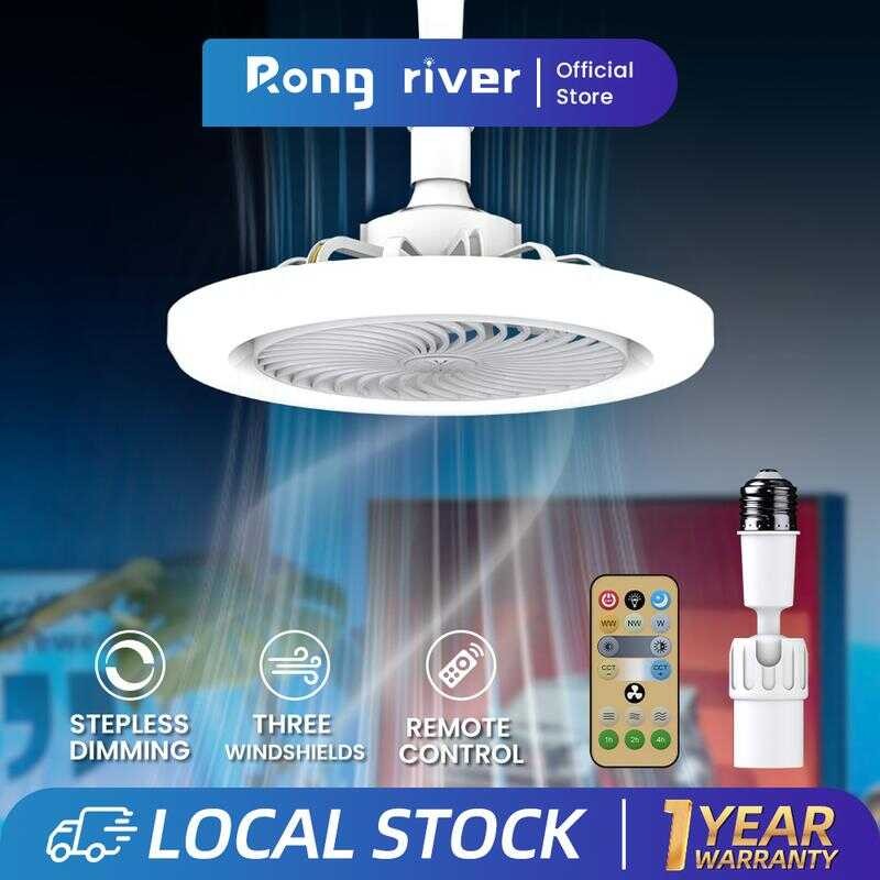 RONG RIVER 3Colors 30W Ceiling Fan With Light 2Way-Install Bulb Remote ...