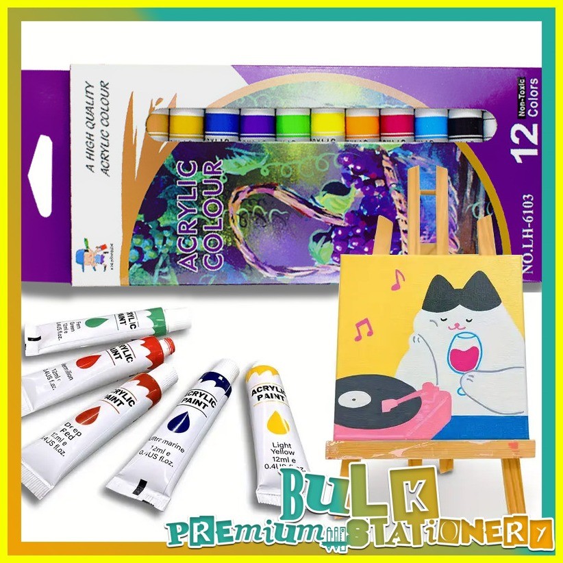 BK Premium 12 Colors Acrylic Paint Color Set Professional Acrylic ...