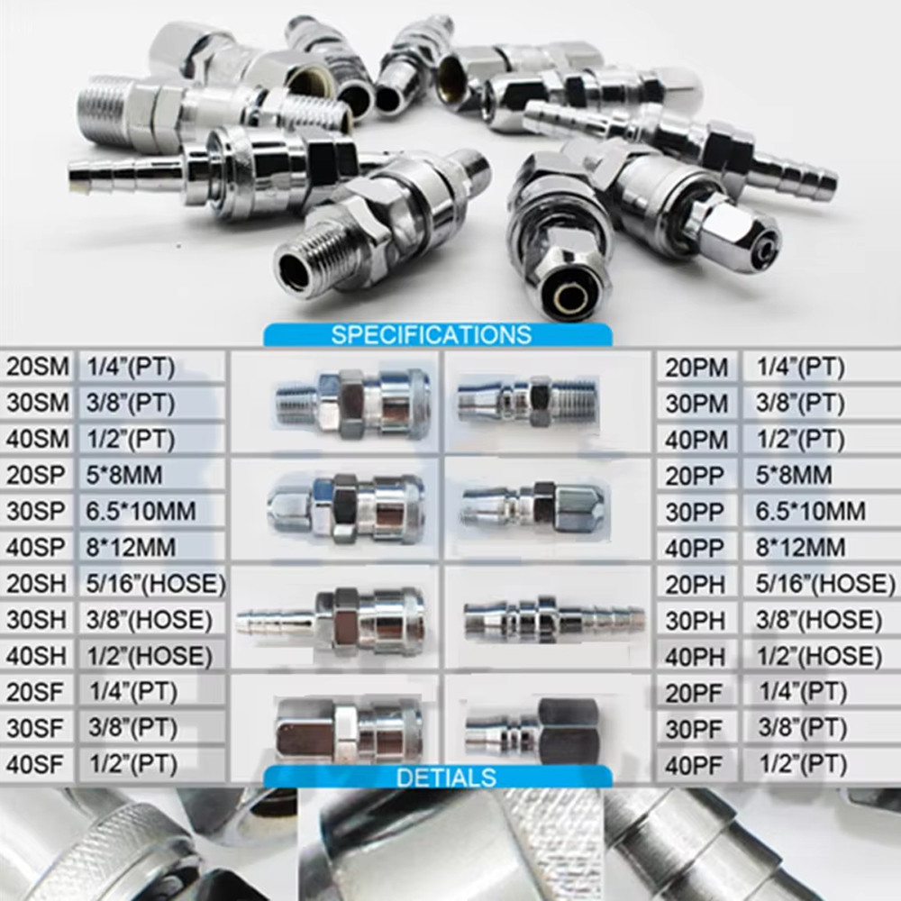 PP20 SP20 Durable Quick Release Coupler Air Pneumatic Hose Coupling ...