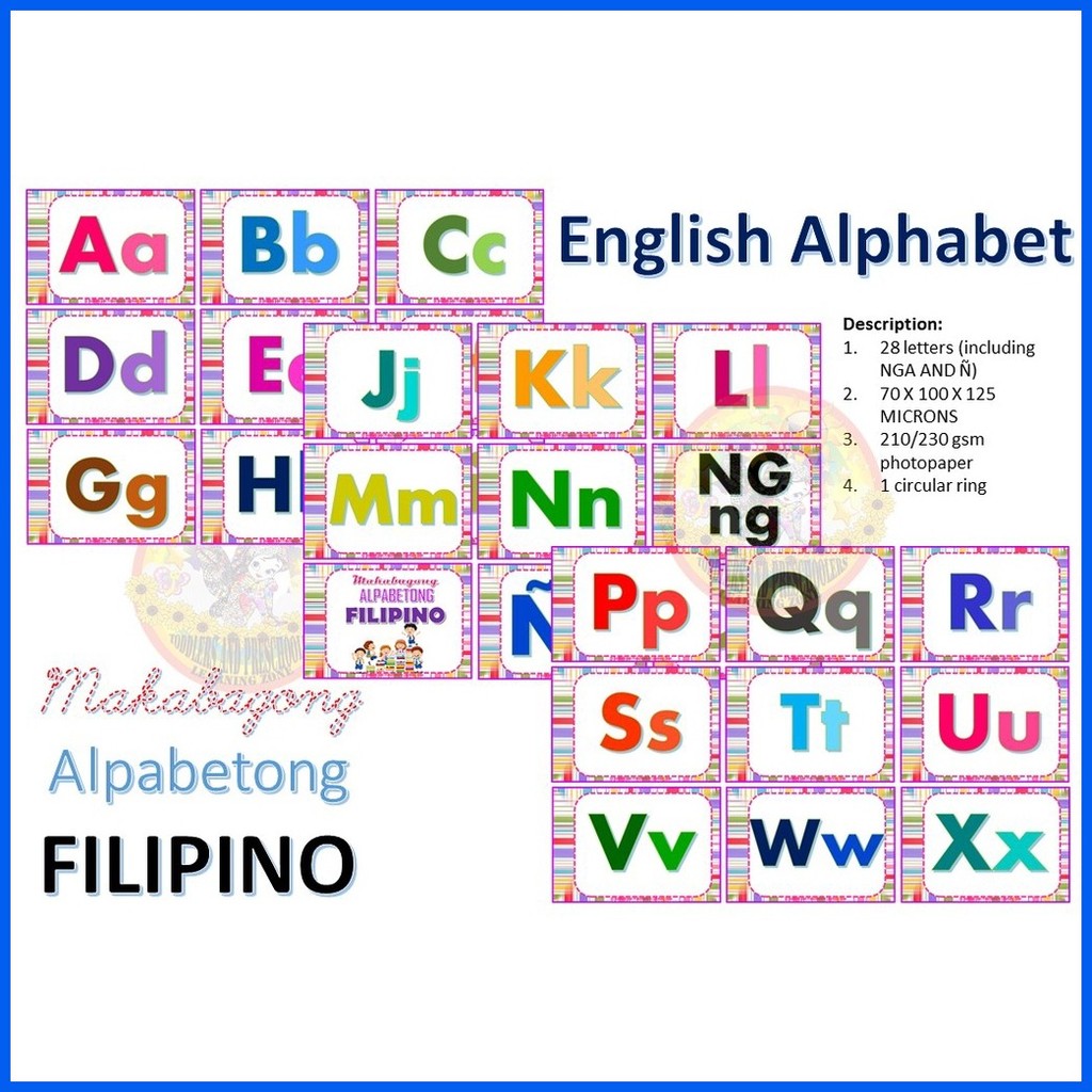 English Alphabet | Makabagong Alpabetong Filipino| 28 cards Flashcards ...