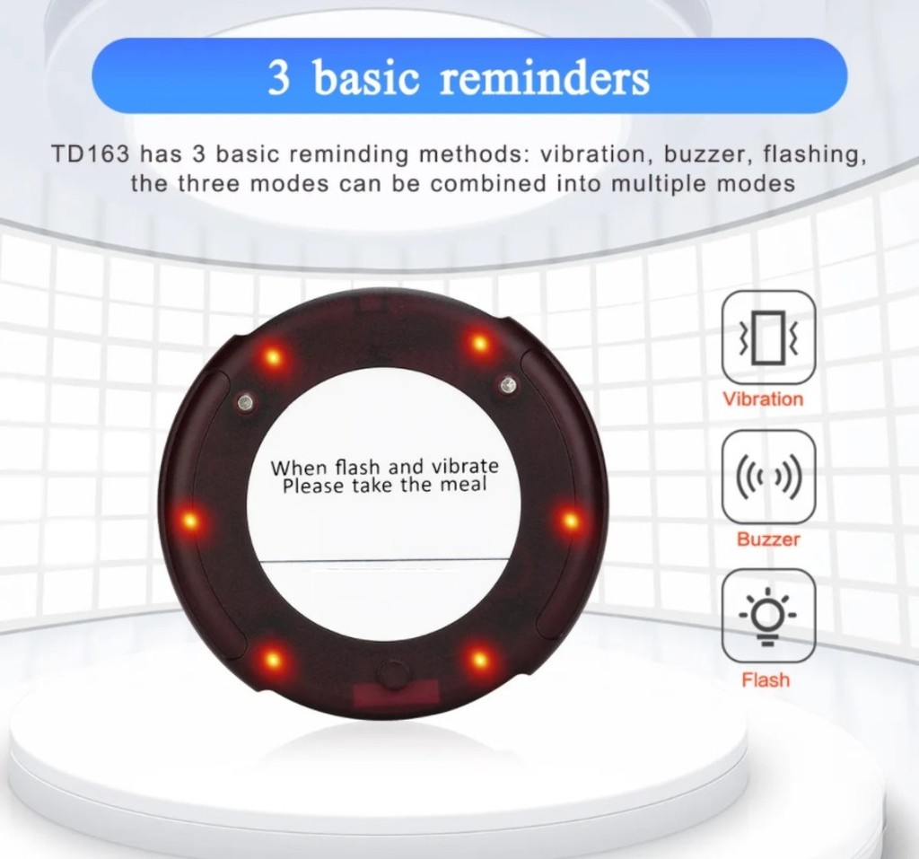 TD163 Pager System,Restaurant Buzzers Long Range,Set Vibration,Dual ...
