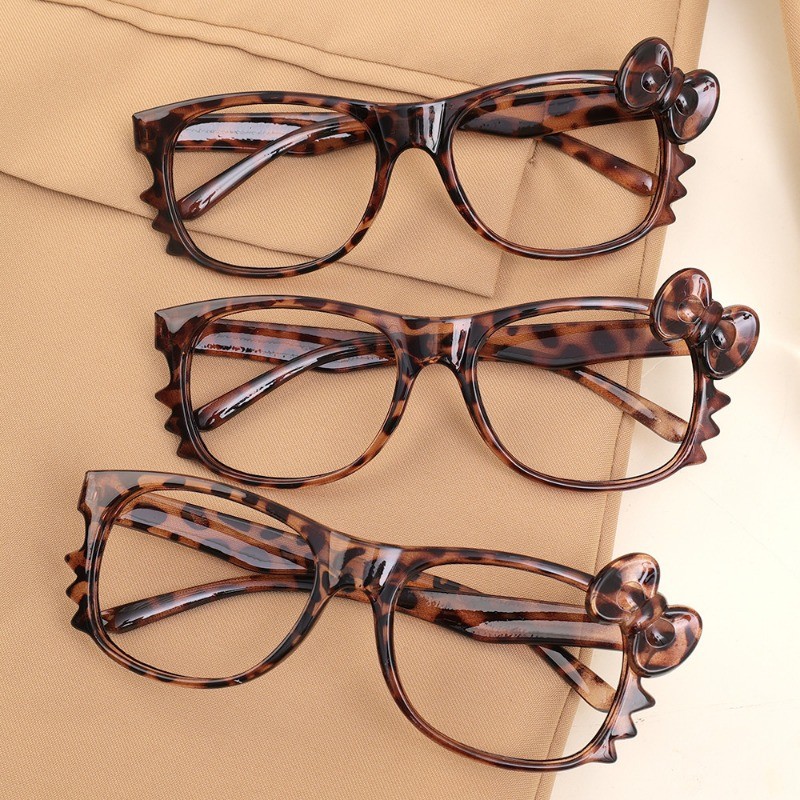 Leopard Print Glasses Anime Y2K Cat Ear Eyeglass Frame for Women ...