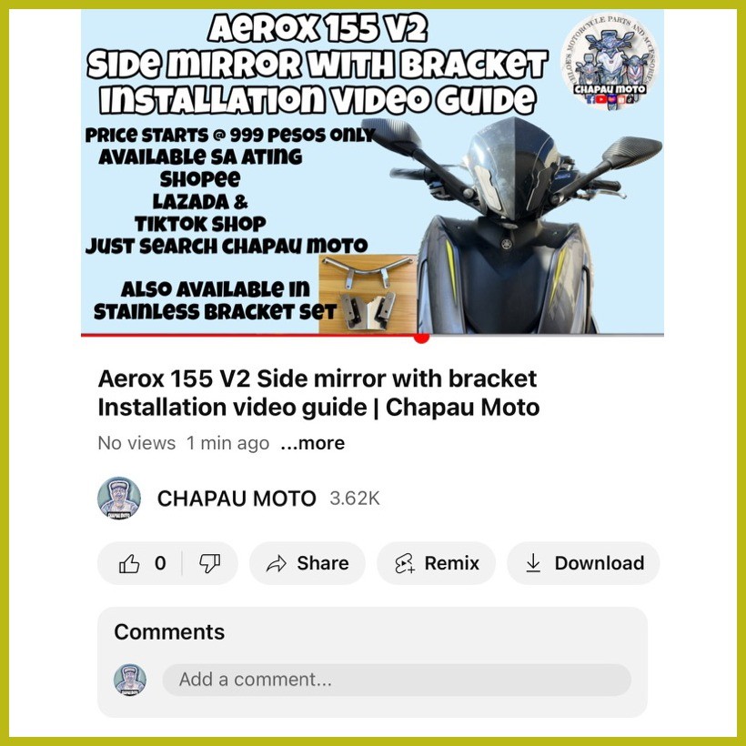 AEROX V1 & V2 Side Mirror Bracket with Visor set | Shopee Philippines