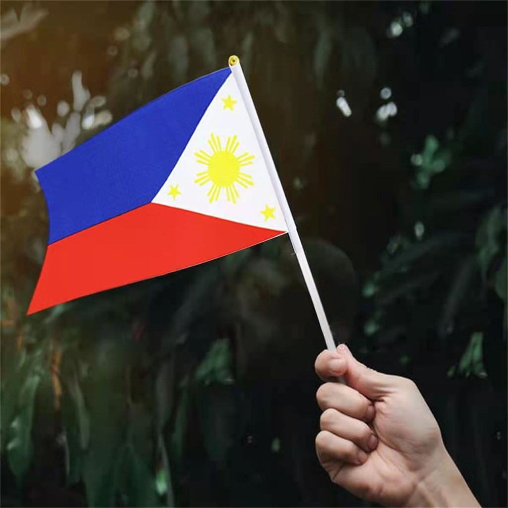Set of 10 Philippine American Flag with Stick Mini Flaglets USA Hand ...