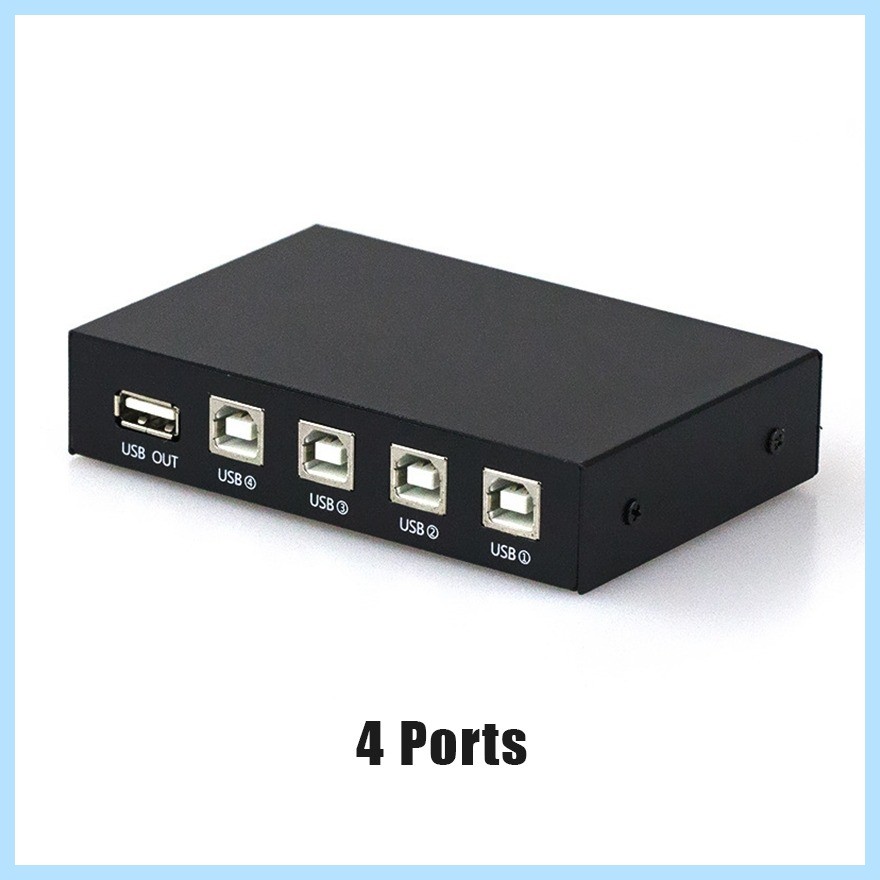2/4Port USB 2.0 Automatic Printer Sharer 4 In 1 Out HUB USB Splitter ...