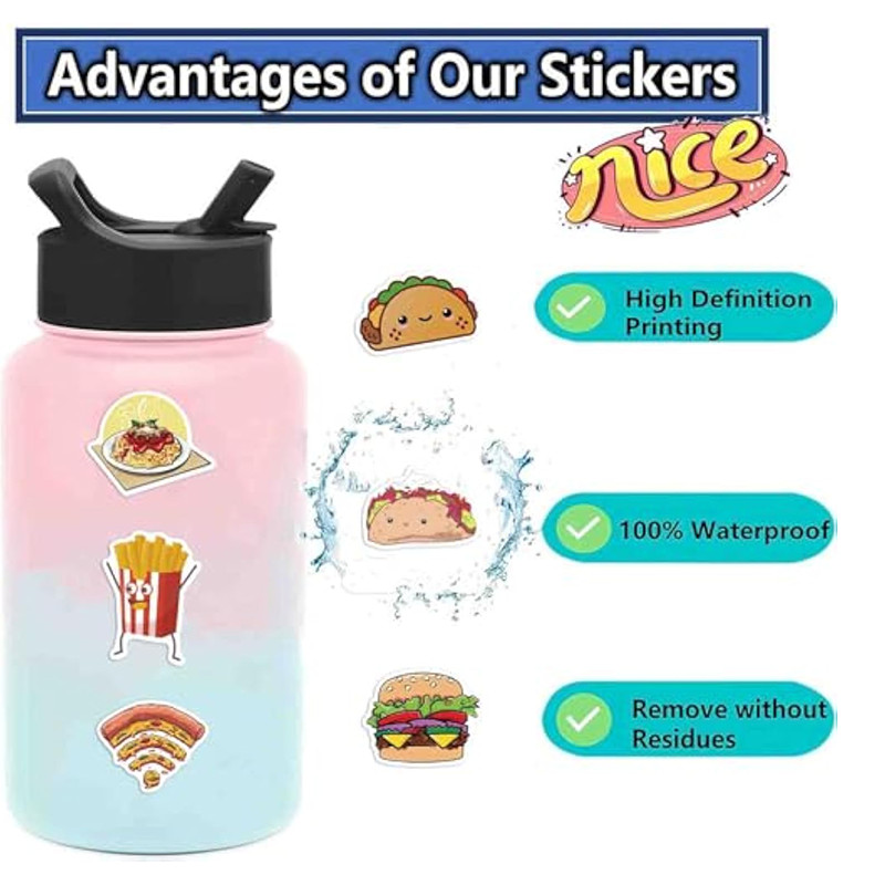 50pcs Ins Style Dessert Drink Snack Stickers Waterproof Graffiti ...