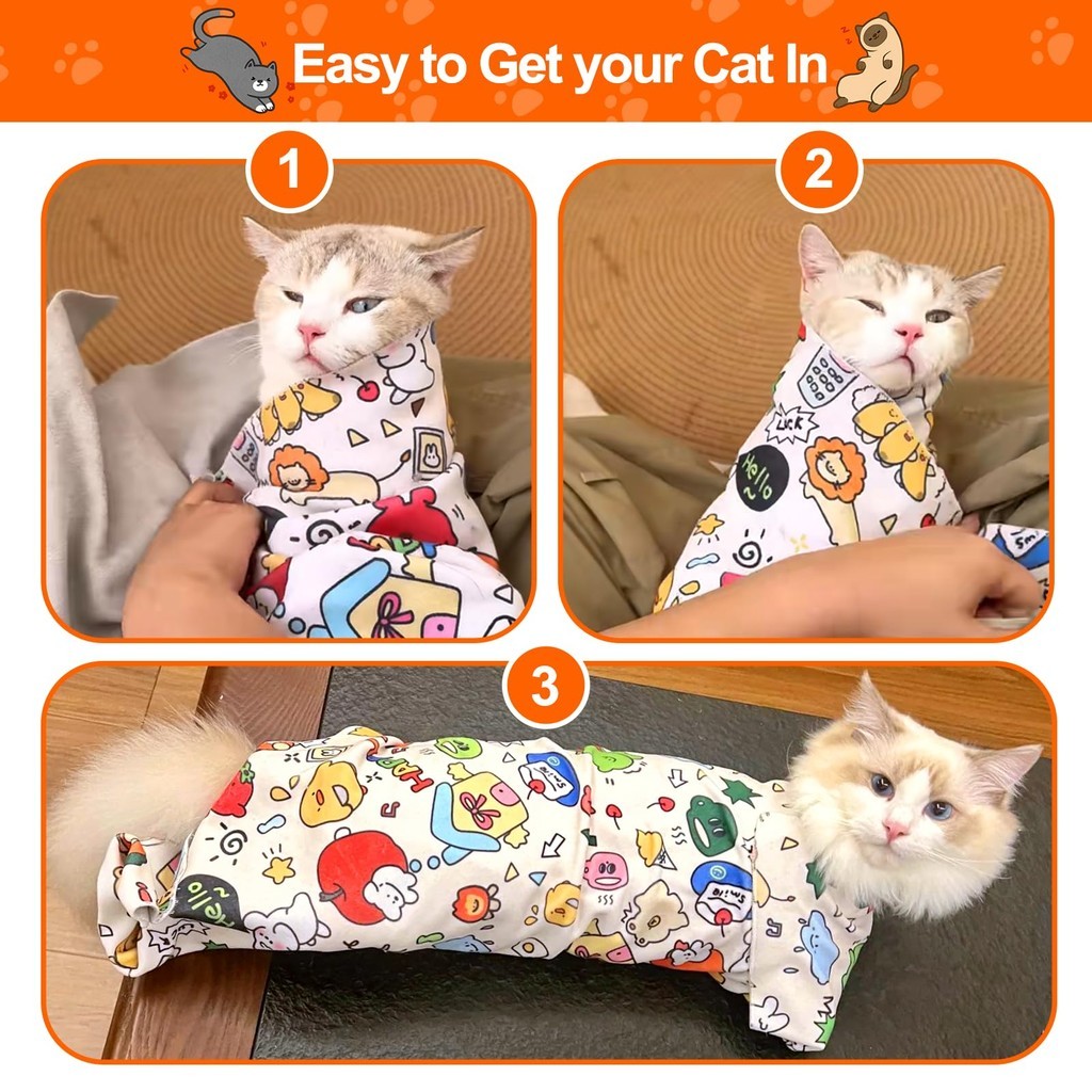 Cat Wrap Anti Escape Grooming Bag Self Adhesive Cat Swaddle Wrap for ...