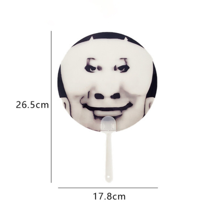 2/5PCS Transparent Funny Expression Round Fan with Handle Waterproof ...