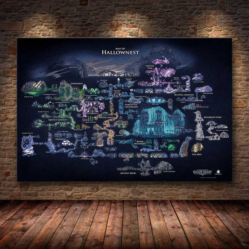 Hollow Knight Hallownest Map Game Poster HD Canvas Wall Art For Room ...