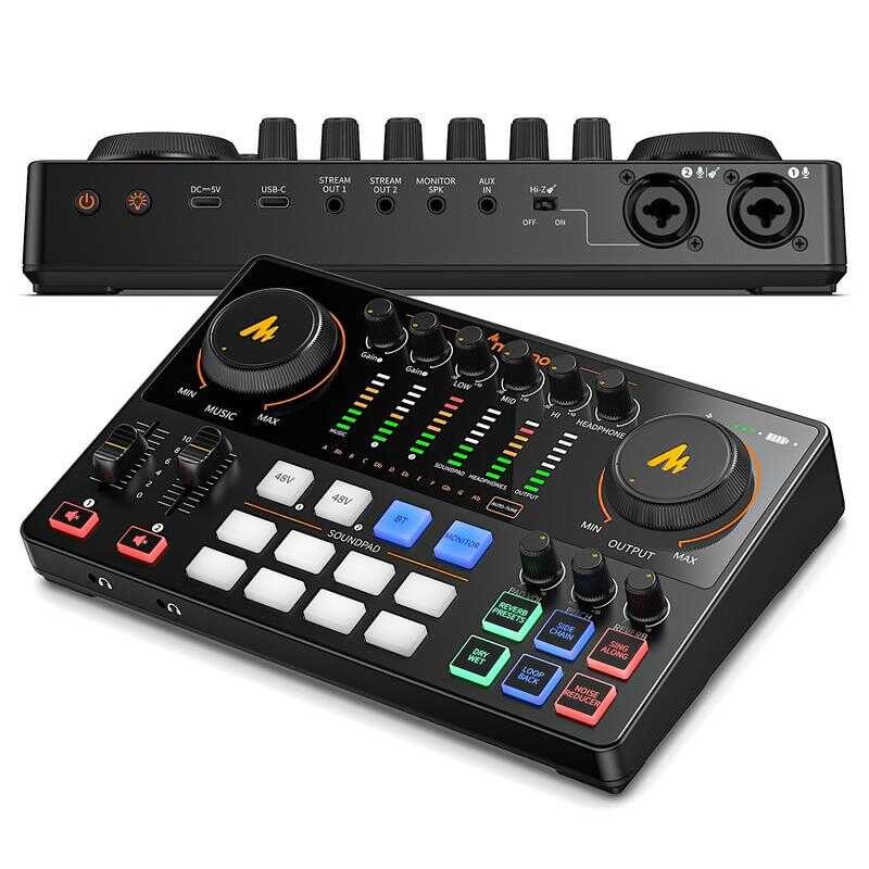 Maono Ame2-Gen2 Podcast Mixer Audio Interface Sound Card With Dual XLR ...