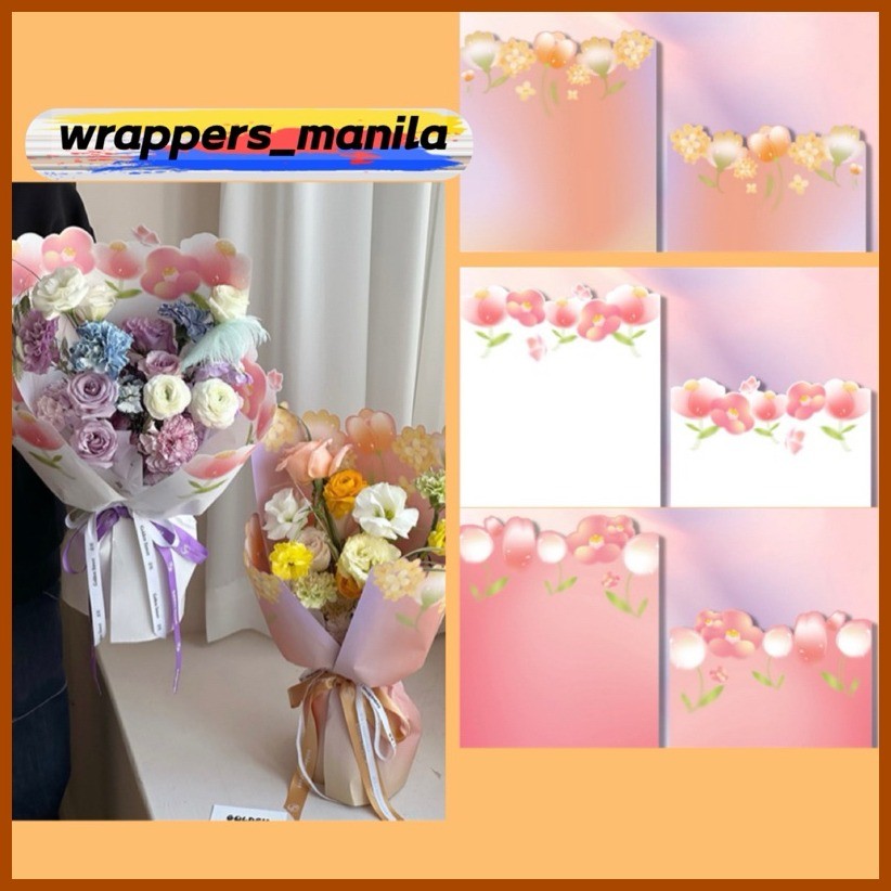 10pcs Flower Border Design Wrapper Bouquet Wrapping Paper | Shopee ...