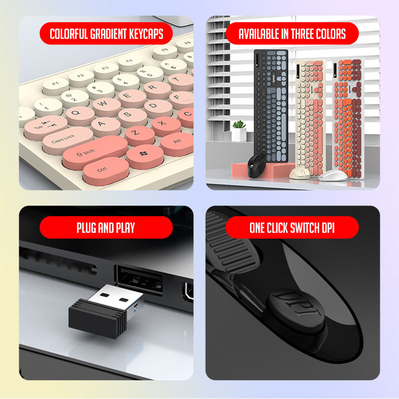 Zeus x Raiku R901 2.4G Wireless Keyboard & Mouse Combo - Colorful ...