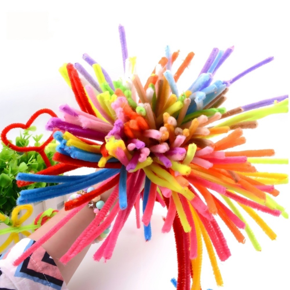 100Pcs DIY Multicolour Fuzzy Wire Bouquet Material Twisted Stick Craft ...