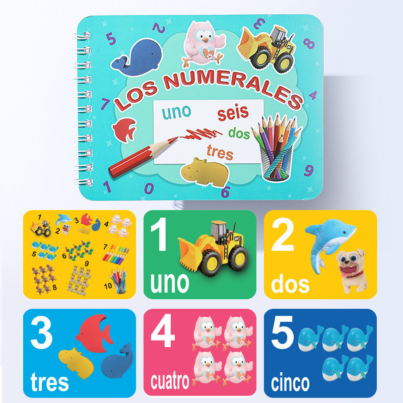 30 Pages Spanish Numbers & Alphabet Flash Cards Book for Kids Preschool ...