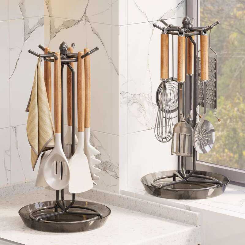 ☑♥ 2025 New Kitchen Storage Rotating Spatula Holder Countertop Soup ...