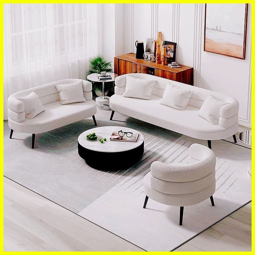 Basichouse Creamy Windy Double Sofa Nordic Small Apartment Lambskin ...