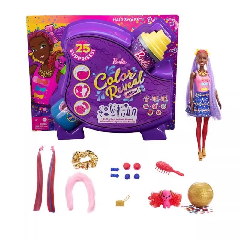 Barbie Color Reveal Hair Swaps 25 Surprises Doll Toy HBG38 | Shopee ...