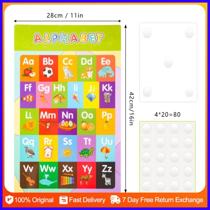 16pcs Education chart for kids poster English Letter Number Color ...