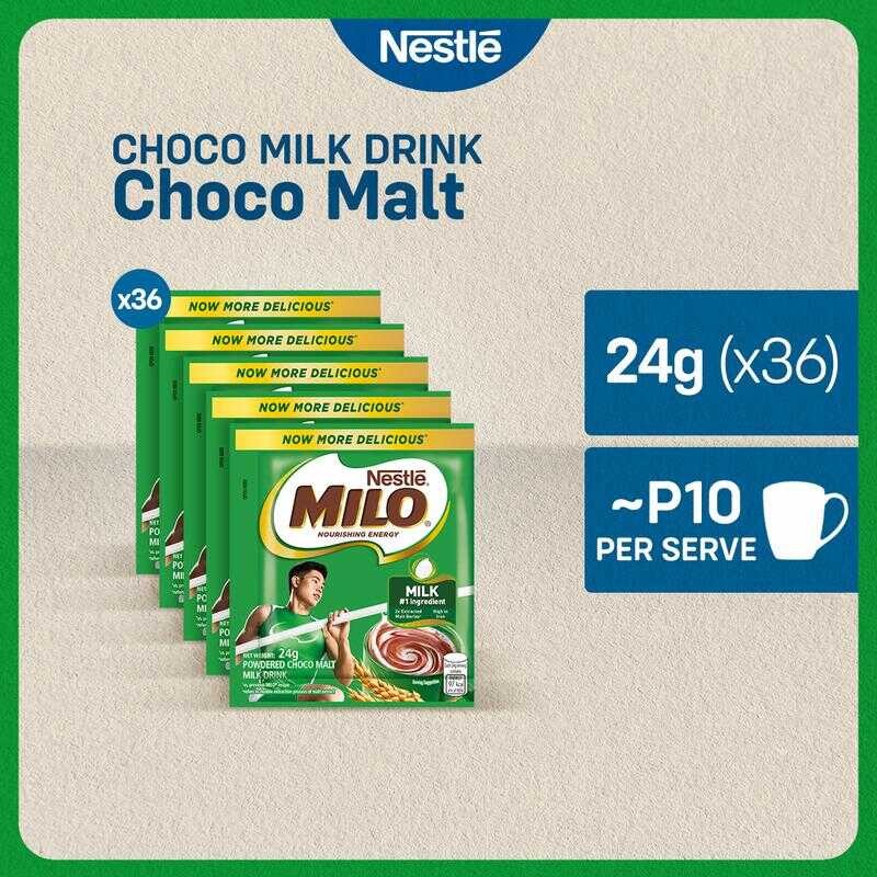 MILO Powdered Choco Malt Milk Drink 24G - Pack Of 36 Sachets | Shopee ...