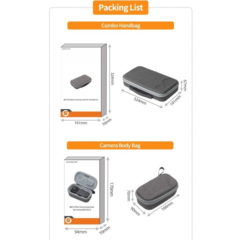 Carrying Case For Insta360 X5 Travel Storage Bag Protective Shell Box ...