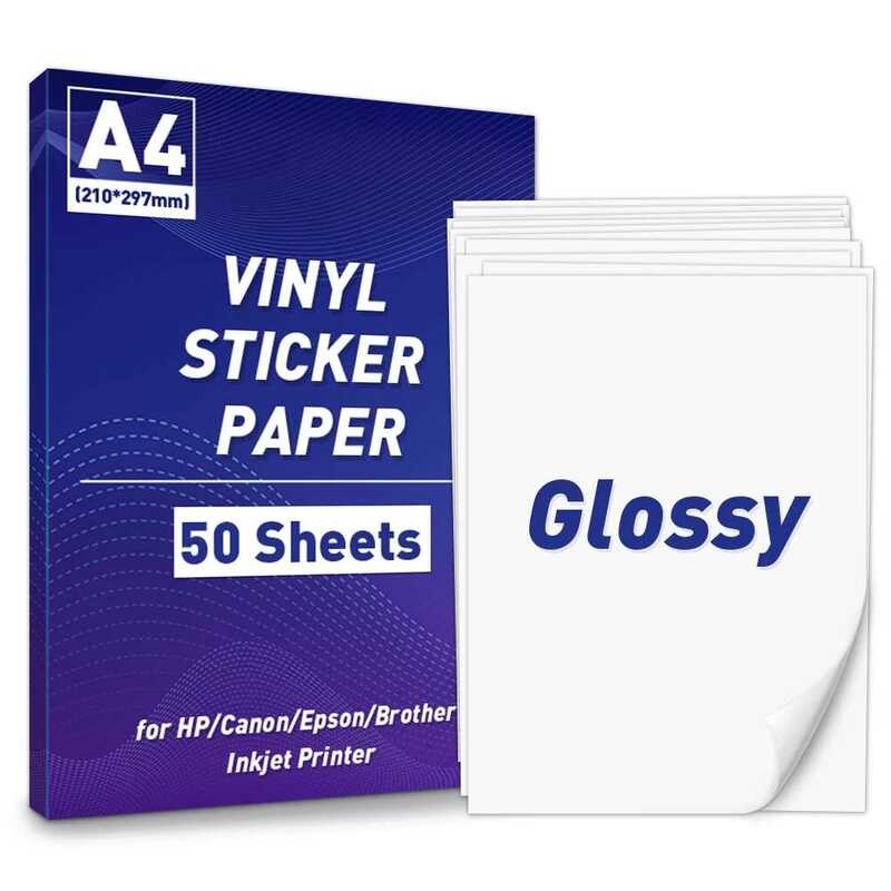 A4 Sheets Adhesive Printable Glossy for Inkjet Printer White Vinyl ...