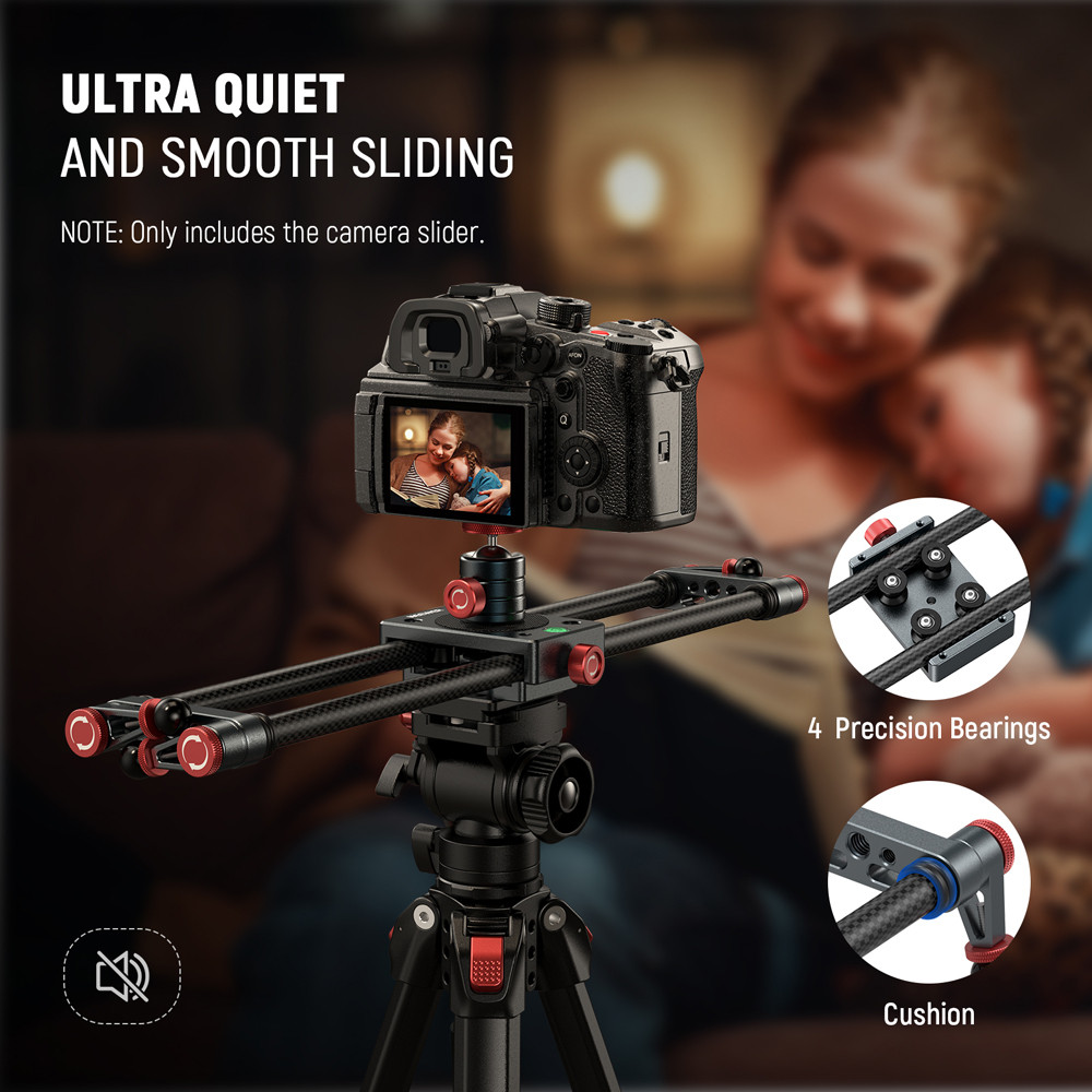 NEEWER 16"/40cm Carbon Fiber Camera Slider, Action Camera Mount with ...