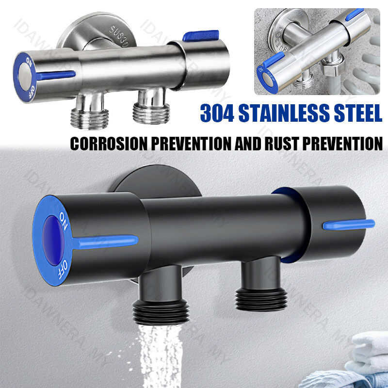 304 Stainless Steel Kitchen & Bathroom Toilet Two Way Stop Water Tap ...