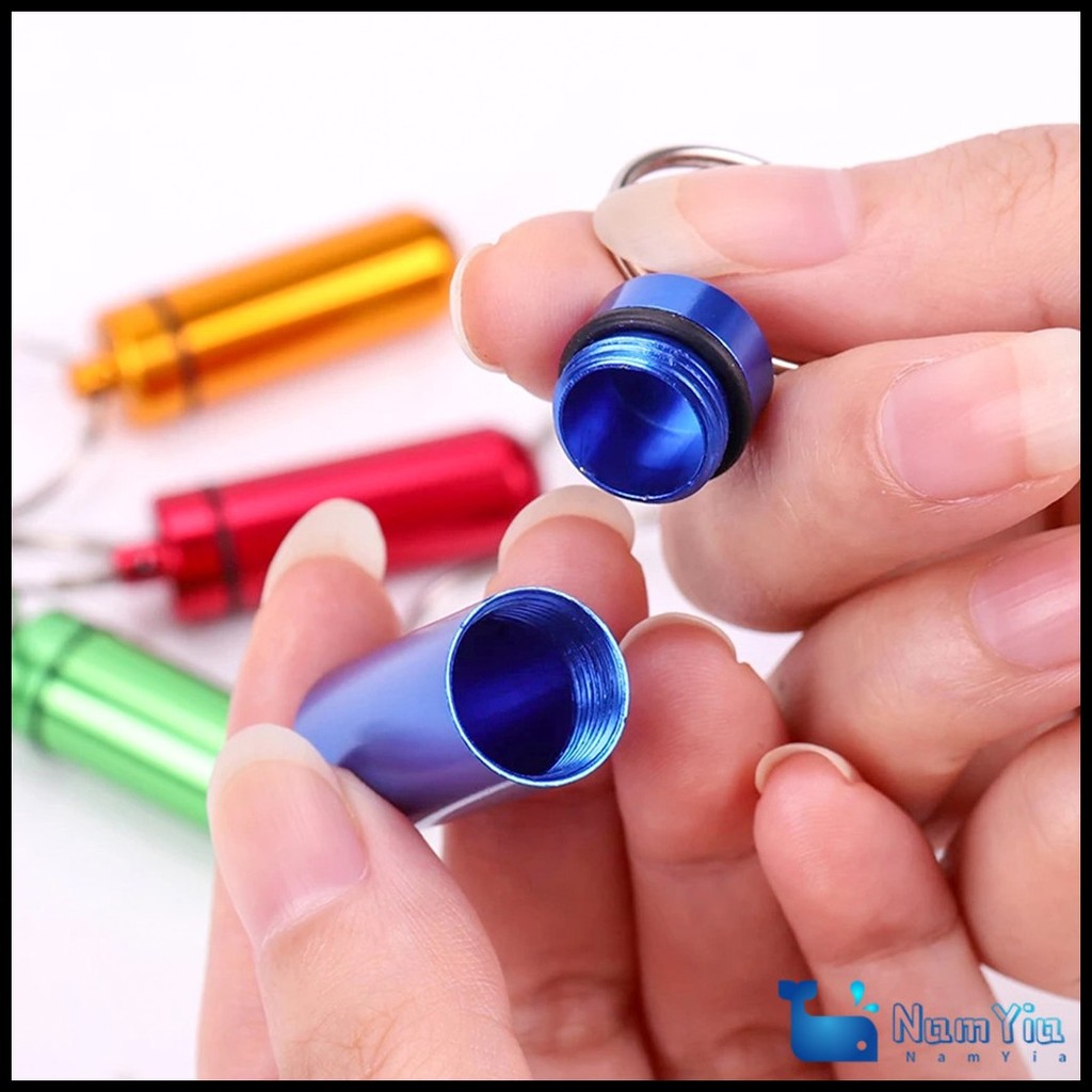 NamYia Key Chain Storage Box Aluminum Waterproof Pill Box Holder Time ...