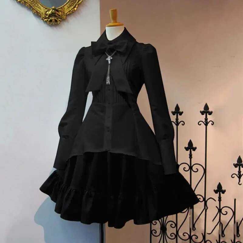 C5 2025 Summer Elegant Party Black Gothic Women Lolita Dresses Big Size ...