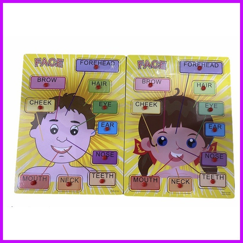 part of the face peg puzzle, parts of the body peg puzzle, educational ...