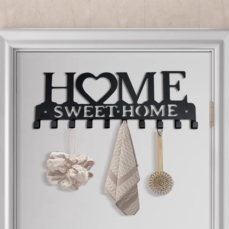 HomeKeychain Wall Mount, Adhesive Metal Key Hook with 10 Hooks, 2 ...