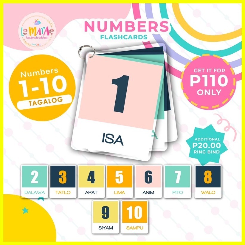 NUMBERS TAGALOG FILIPINO MGA NUMERO Laminated Educational Flashcards ...