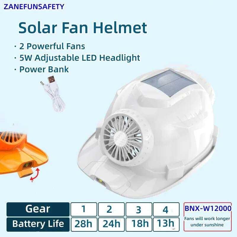 Reflective COD Solar Fan Helmet With Powerful Fans W Adjustable LED ...