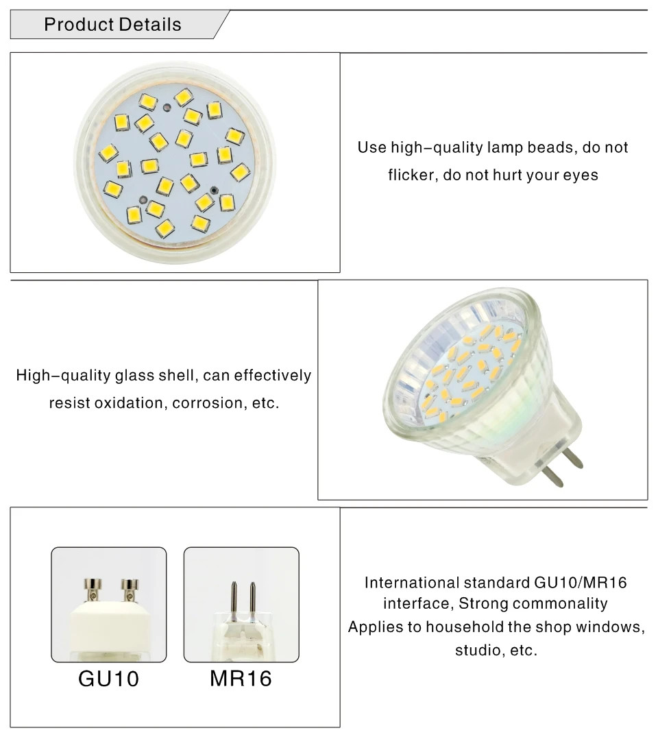 MR11 MR16 GU5.3 GU10 LED Bulb Spotlight W 5W AC 220V 12V Cool White 6000-6500K Warm 3000K ...