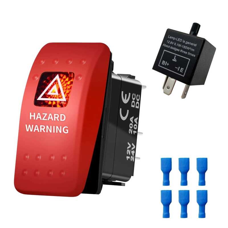 V A Red Led HAZARD WARNING Rocker Switch Light Illumination Adjustable ...