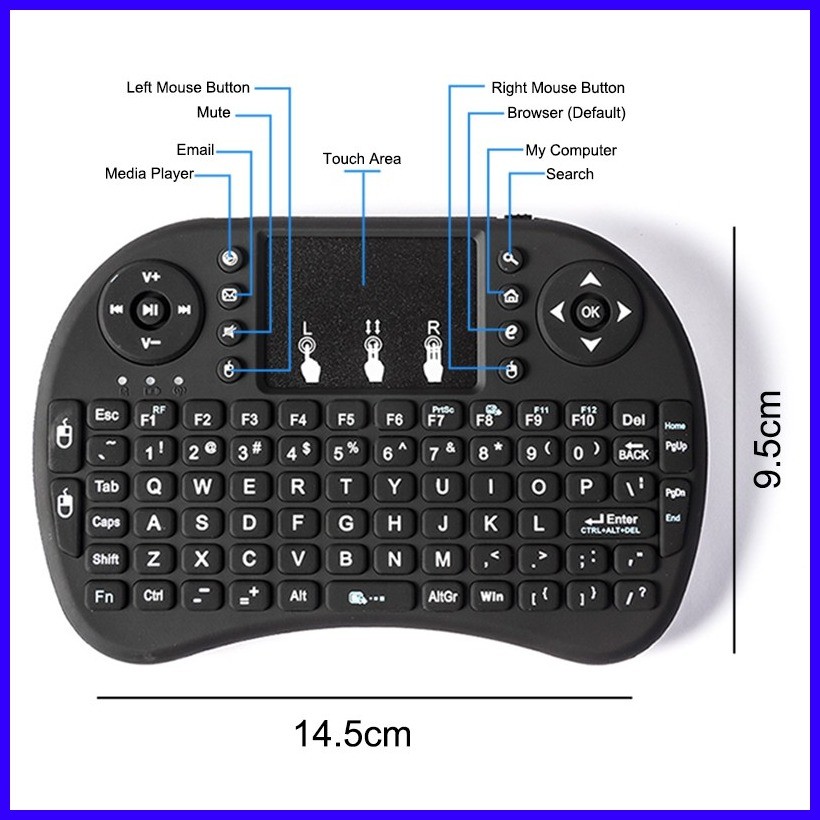 Popcorn Wireless I8 Mini Keyboard 2.4 Ghz 3 Color Backlight Bluetooth ...