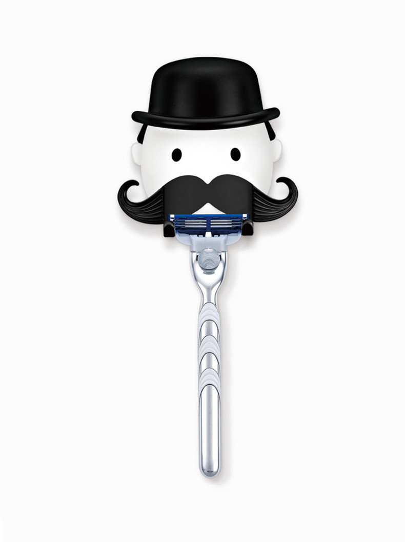 Wall Razor Beard Shaver Holder Storage Moustache Shape Plastic Bathroom ...