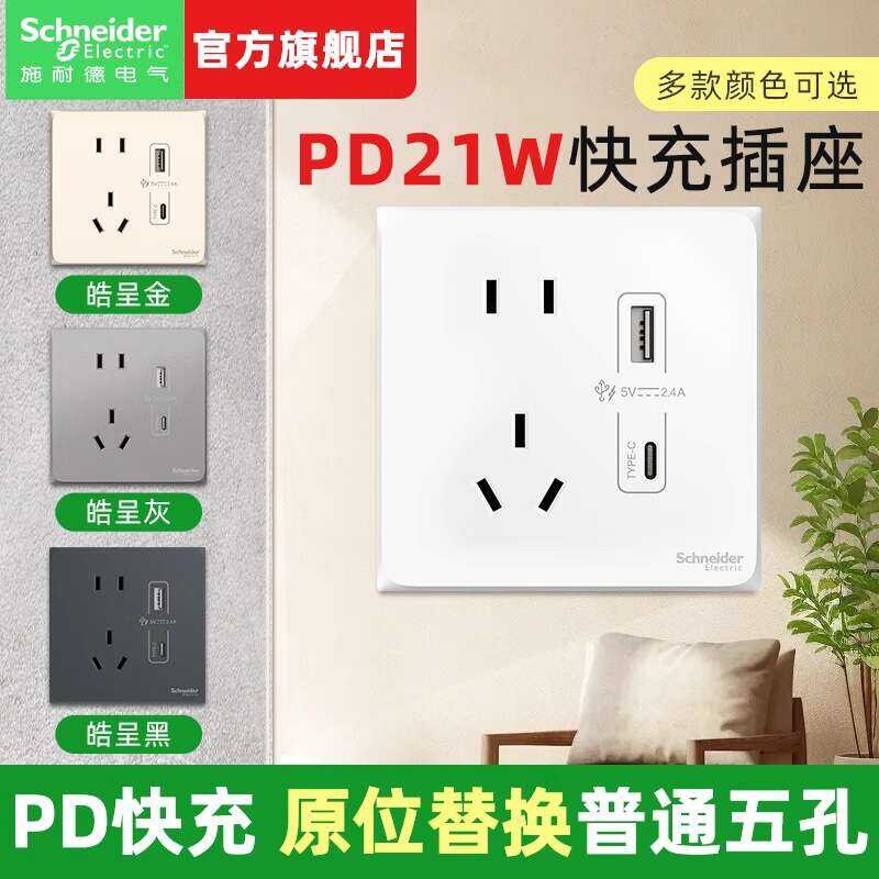 Schneider switch cPD fast with USB interface five hole socket panel ...