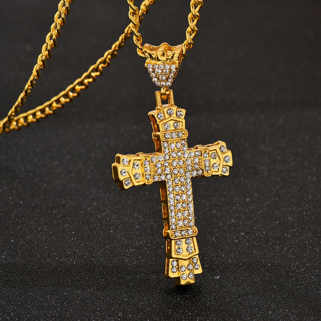 Vintage Fashion Punk Hip Hop Large Cross Pendant Necklace Men Retro ...