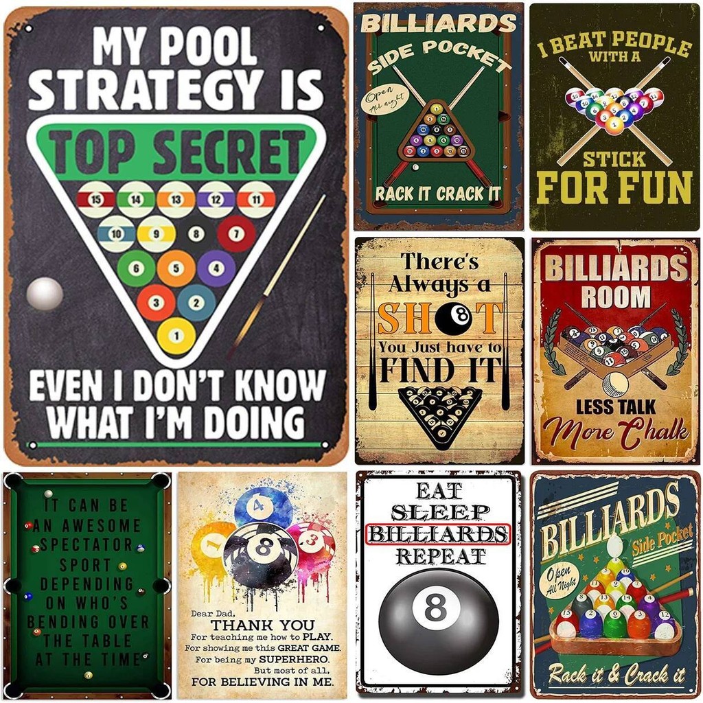 Metal Tin Signs Billiards For Fun Wall Decoration Plaque Vintage Poster ...