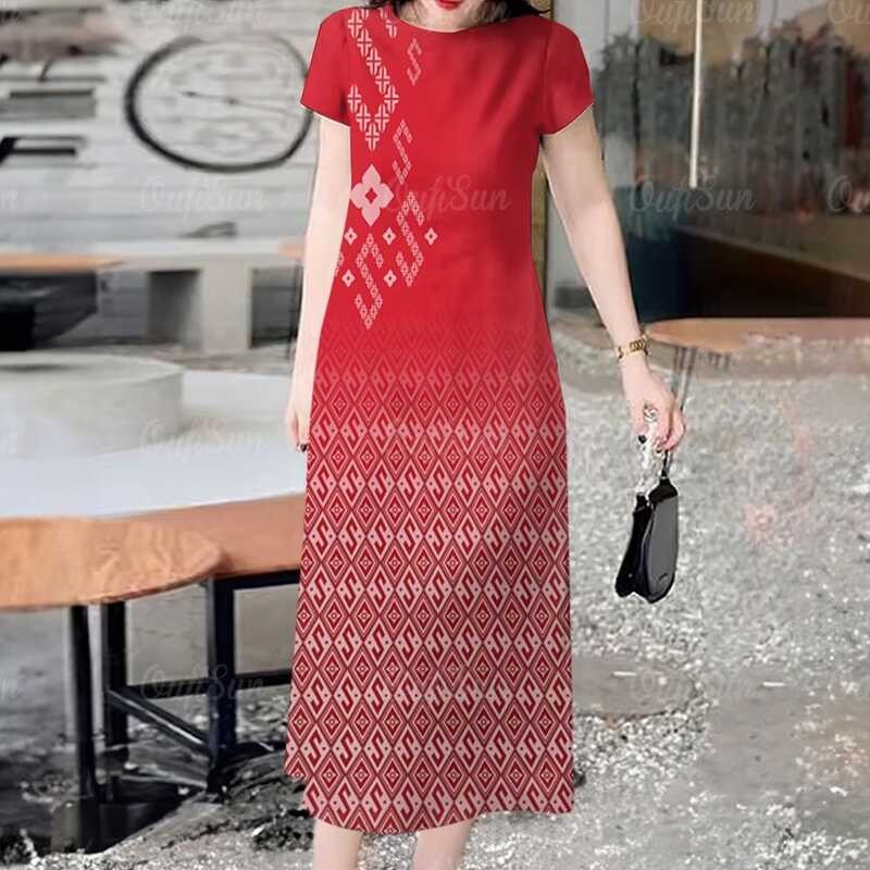 Asean Attire Breathable T-Shirt Thailand Vintage Thai Costume For New ...