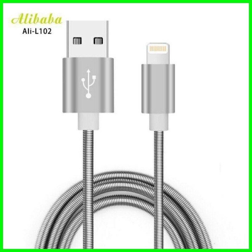 ♨ Alibaba Ali-L102 1M Fast Data Transfer / Charging Metal Spring Cable ...