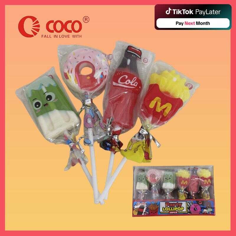 COCO PARTY LOLLIPOP 30Pcs Per Inner Cola/Fries/Donut/Icecream Shape ...
