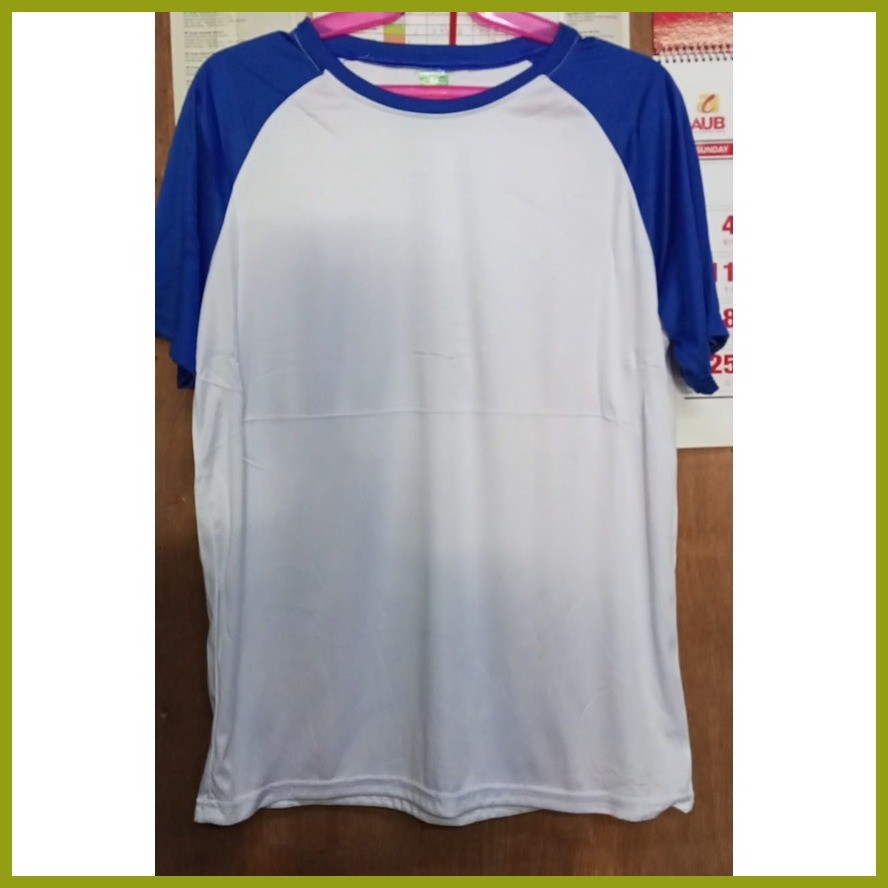 ∈ ∆ ← RAGLAN Royal Blue n White ACTIVE T/S SHORT Sleeve sports material ...