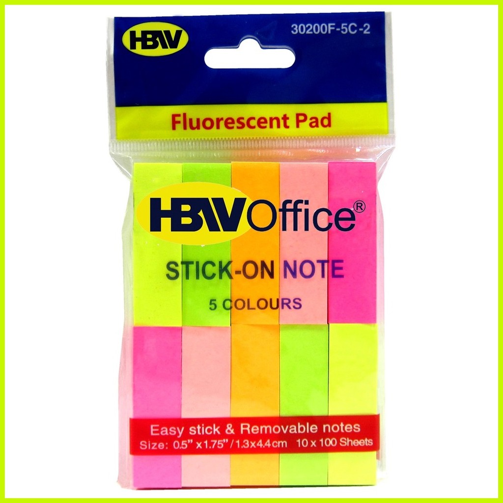 HBW Stick On Note (Fluorescent Pad) 30200F-5C-2 | Shopee Philippines