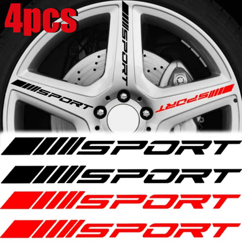 4Pcs Creative Racing SPORT Letter Stickers Auto Car Rims Wheel Decal ...